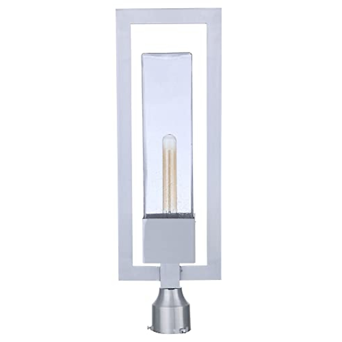 Craftmade ZA4025-MN Perimeter Metal Framed Clear Seeded Glass Globe Rectangular Outdoor Post Mount, 1-Light 60 Watt, 25"H x 8"W, Midnight