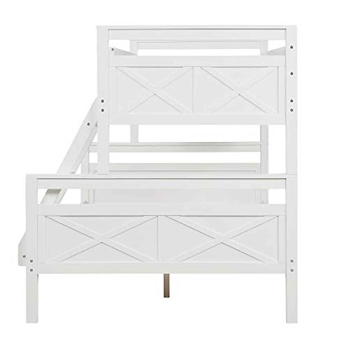 DEYOBED Twin Over Full Wooden Bunk Bed - Convertible Sleep Solution for Teens and Adults | Easily Separates into Two Beds | Twin-Full Size | Stylish & Space-Saving Design | White |