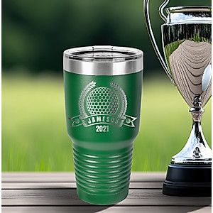Customized Coach Tumbler 30oz with Straw, Personalized Insulated Soccer Ball Tumblers with Custom Engraved Basketball, Tennis, Football Coach Gift (Green)