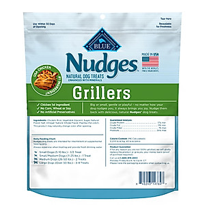 Blue Buffalo Nudges Grillers Natural Dog Treats Made with Real Chicken, Made in the USA, Chicken, 10-oz. Bag