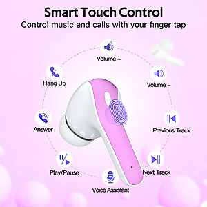 TAGRY Bluetooth Headphones True Wireless Earbuds 60H Playback LED Power Display Earphones with Wireless Charging Case IPX5 Waterproof in-Ear Ear buds with Mic for TV Smart Phone Laptop Computer Sports