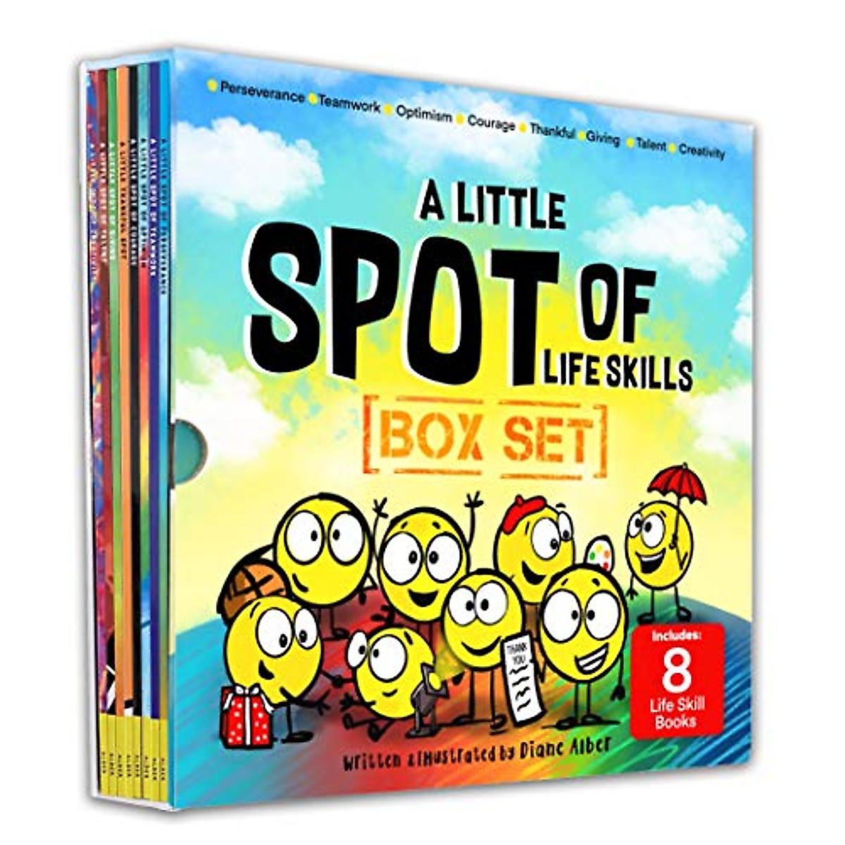 A Little SPOT of Life Skills 8 Book Box Set (Books 17-24: Courage, Perseverance, Teamwork, Talent, Thankful, Optimism, Creativity, & Giving)