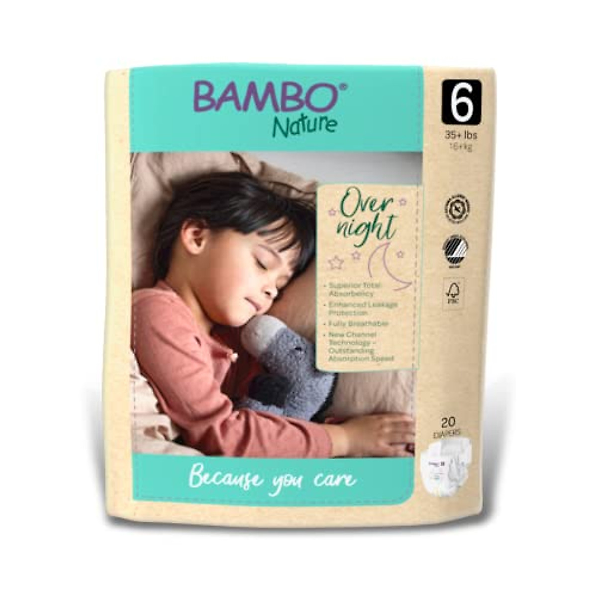 Bambo Nature Overnight Baby Diapers (Sizes 3 TO 6), Size 6, 80 Count