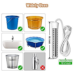 Soundfair Immersion Water Heater for Boiling Bathtub Water, Heavy Duty Submersible Bucket Water Heater with Metal Guard Cover to Heat 5 Gallons of Water in Minutes - U.S. Version