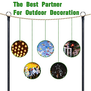 TIDYON String Light Poles for Outdoor, 9ft Sturdy Metal Pole for Hanging String Lights for Outside, Backyard, Patio, Wedding