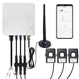 OWON WiFi 3-Phase Clamp Meter, Smart Home Energy Monitor with 3 300A Circuit Level Sensors | Real Time Electricity Monitor/Meter/Net Metering