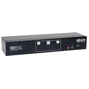 Tripp Lite 2-Port Dual Monitor DVI KVM Switch with Audio, USB 2.0 Hub & Cables (B004-2DUA2-K)