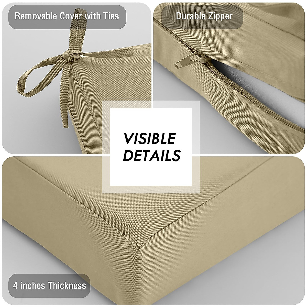 idee-home Outdoor Cushions for Patio Furniture, Outdoor Seat Cushions 28.5 x 28.5 Waterproof & Fade Resistant Couch Sofa Replacement Deep Couch Chair Cushion for Yard Garden Deck