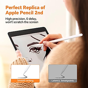 iPad Pencil 2nd Generation with Magnetic Wireless Charging, with Magnetic Wireless Charger for iPad 6/7/8/9/10,iPad Pro 11 12.9 inch,iPad Mini 5 6,Instead for Apple Pencil Pen