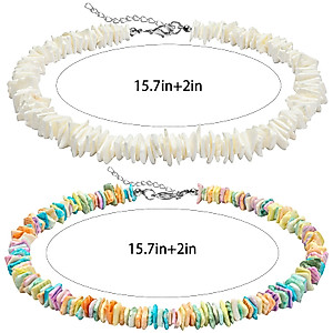 2/3 Pcs Puka Shell Necklace for Men Surfer Necklace Mens Beaded Necklaces Outer Banks White Necklace for Women Colorful Summer Seashell Choker Black Beach Necklaces set Coconut Shell Hawaiian