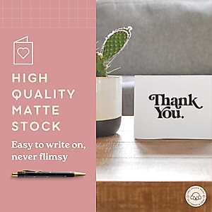 Two Poodle Press 20 Boho Wedding Black and White Classic Thank You Cards with Kraft Envelopes - Modern Bohemian Wedding or Baby Shower - Bell