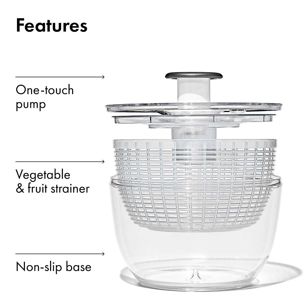 OXO Good Grips Large Salad Spinner - 6.22 Qt., White
