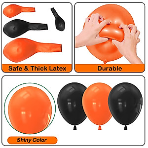YAOWKY Black Orange Balloon Garland Arch kit,115Pcs 18 12 10 5 Inch Matte Black Orange Latex Balloons for Halloween Celebration Trick or Treat Party Spooky Ghost Party Bar Anniversary Decoration