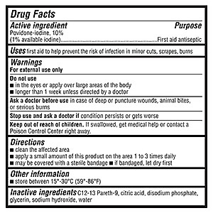 Amazon Basics 10% Povidone Iodine Solution First Aid Antiseptic, 8 Fluid Ounces, 1-Pack (Previously Solimo)