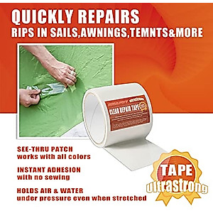 SMAPHY Fabric Repair Tape to Fix Boat Covers Canvas Tent & Pop Up Camper RV Awning. Awning Repair Tape, Tarp Repair Kit, Camper Canvas Repair, 16.4FT x 2.95"（Ultrastrong Tape）