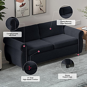 MUZZ Queen Sleeper Sofa Bed with Foldable Mattress, Sectional Loveseat with Pull Out Bed, Modern Pull Out Couch Bed with Rivet Decoration for Living Room,Office (Grey/Queen)