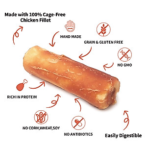 LuvChew Premium Dog Chew Treats Chicken Retriever Rolls for Large Dogs, Rawhide Free, Grain Free, Highly Digestible,Large 7" 2pcs/Pack x 2pack