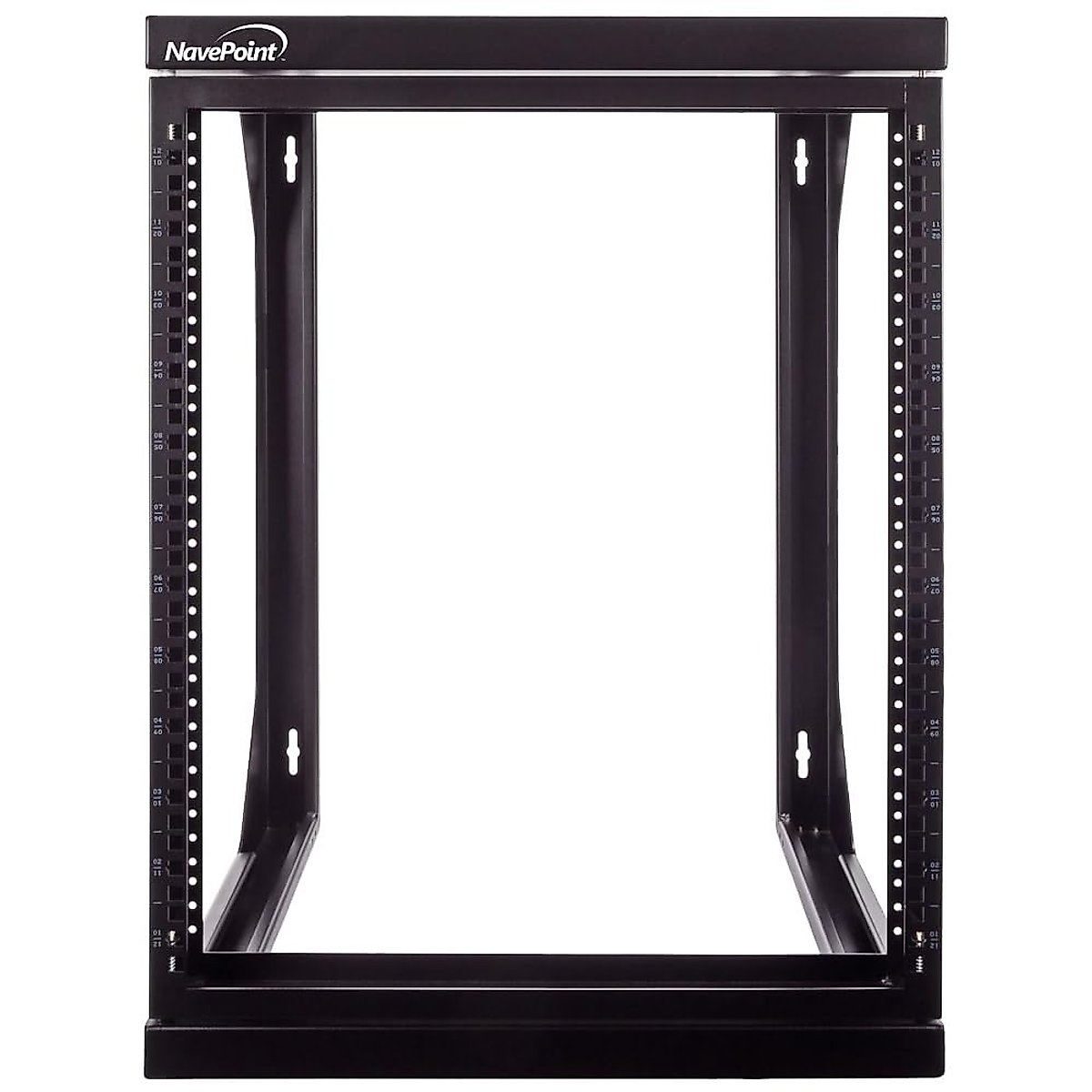 NavePoint 12U Server Rack with Swing Gate - 12U Wall Mount Rack for 19 Inch IT Equipment Open Frame Rack – Network Rack Wall Mount for AV & Server Equipment 18” Deep 12U Rack, Black
