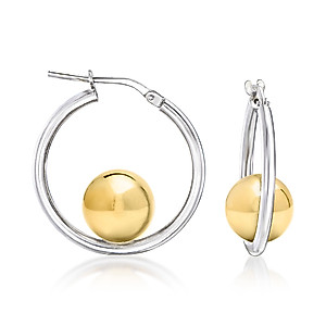Ross-Simons Italian 2-Tone Sterling Silver Ball Hoop Earrings