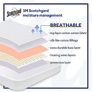 Sealy Heated Mattress Pad Queen Size, Cotton Blend Electric Bed Warmer with 10 Heat Setting Wireless Controller & 1-12 Hours Auto Shut Off, Fit Up to 17 Inch Deep Pocket, 60x80 Inch, White