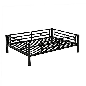 SIYSNKSI Full Size Convertible Bunk Bed with 2 Drawers, Metal Bunk Bed Frame with Ladder and Safety Guardrail for Kids Teens Boys Girls Bedroom, No Box Spring Needed