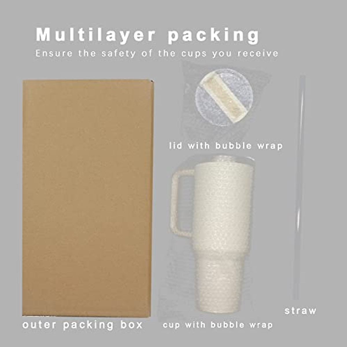 Tumbler With Handle 40 oz and Straw Lid,304 Stainless Steel Water Bottle, Travel Mug Insulated Tumblers Iced for Tea Coffee Gift, large capacity car cup with straw