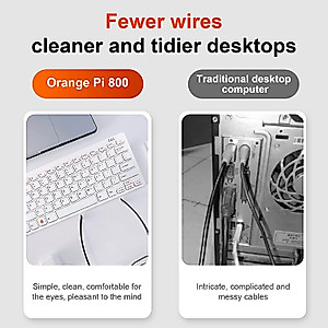Orange Pi 800 All-in-one PC in Keyboard, 4GB+64GB RK3399 6-Core 64 Bit Dual-Band WiFi+BT 5.0, Computer Kit Run Android 12.1, Orange Pi OS, Ubuntu, Debian (Pi 800+HDMI+Mouse+Power Supply)