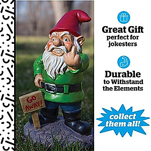 BigMouth Inc Garden Gnome, Funny Lawn Gnome Statue Garden Decoration (Go Away)