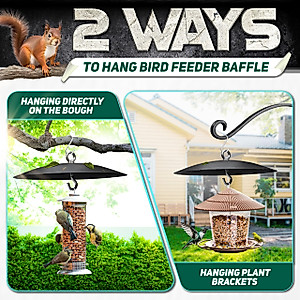 [Solid Steel]16-Inch Hanging Bird Feeder Baffle, Metal Squirrel Baffle for Bird Feeder Pole, Squirrel Proof Baffle Dome Baffle Weather Guard, Bird House Guard for Outdoor Shepherd's Hook, Hummingbird