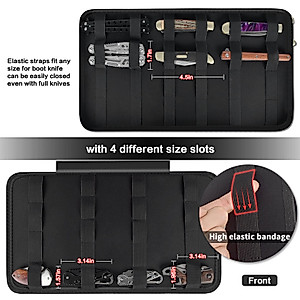 Knife Display Case for 64+ Pocket Knives, Folding Knives Cases for Collections, Butterfly Knife Storage Bag Holder Roll Organizer for Survival, Tactical, Outdoor, Kitchen, EDC Mini Knife- Black