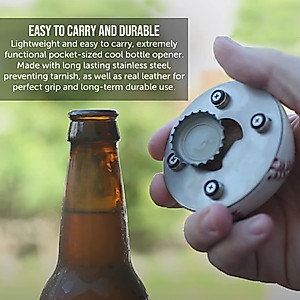 Buffalo BottleCraft Boston Bottle Opener, Made from a real Baseball, The BaseballOpener, Cap Catcher, Fridge Magnet