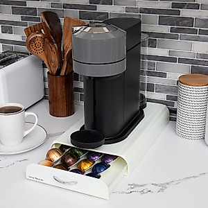 Mind Reader Nespresso Compatible Capsule Drawer, Countertop Organizer, Coffee Pod Holder, Storage, 9.25"L x 15"W x 2"H, Whiter