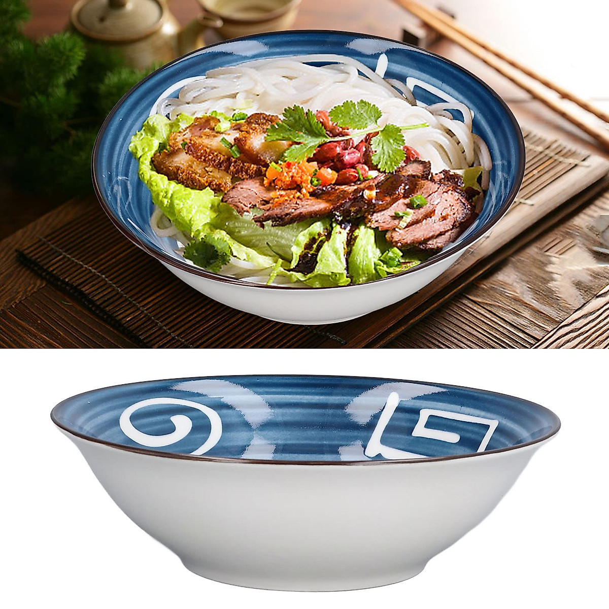 Cereal Bowl,Unique Pattern Soup Noodle Rice Bowl with Japanese Style Eco Friendly Ceramic for Noodle Rice Salad Soup