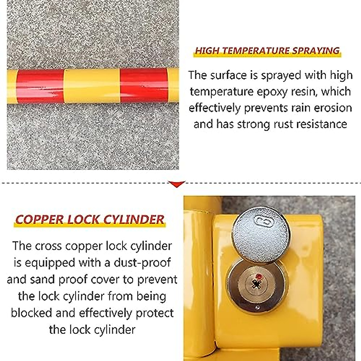 TzUfa Car Parking Space Lock Bollard, High Visibility Yellow and Red Lockable Fold Down Car Parking Barrier Post, Private Car Park Driveway Guard Saver Blocker with Locking Base (Color : Red)