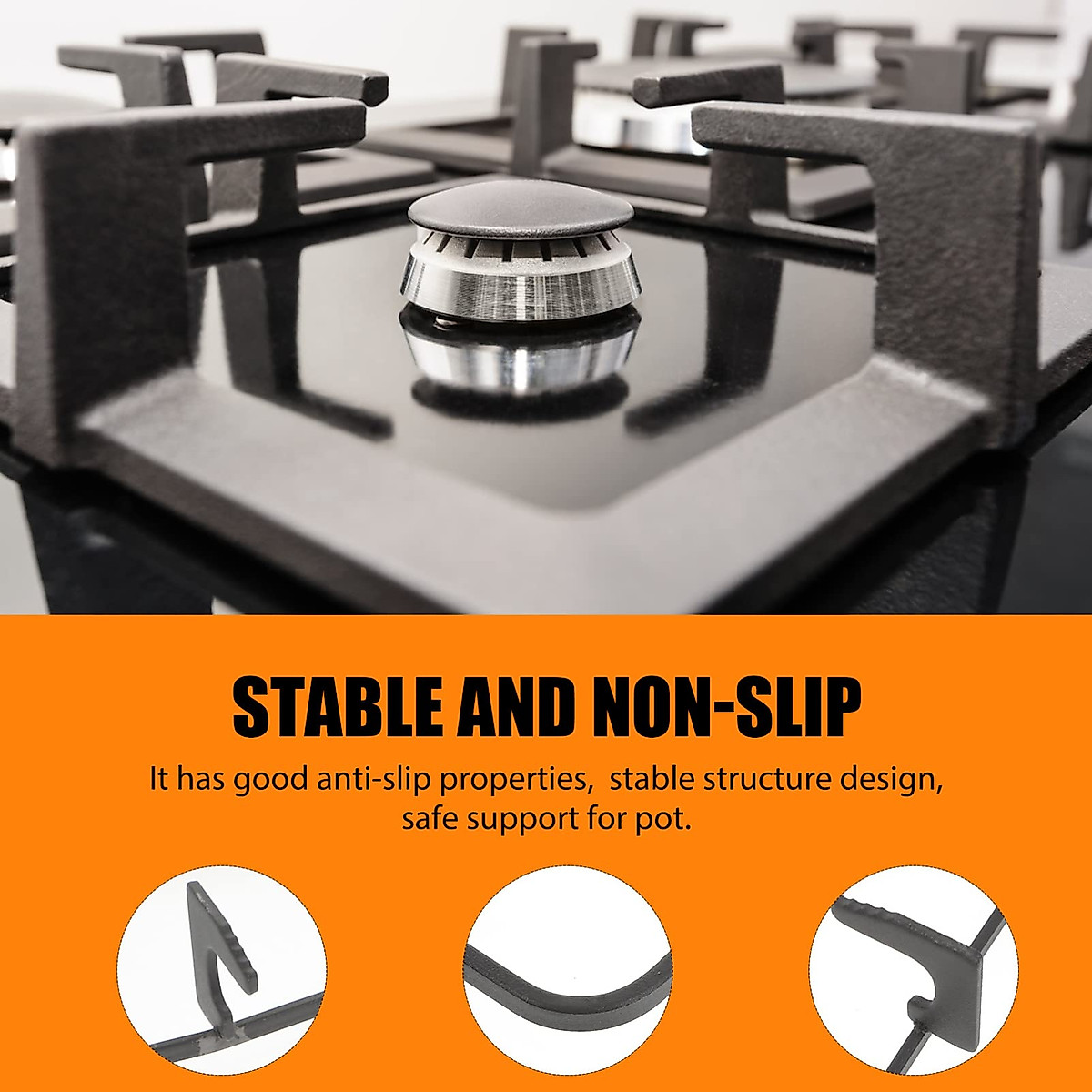 Luxshiny Stove Trivets Wok Burner Wok Burner Iron Wok Support Iron Wok Rack Wok Ring Wok Support Ring Rings Square Gas Oven Accessories Gas Stove Burner Pot Stove Stand (8.14X8.14X2.36 inch)