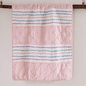 Levtex Bobbi Toddler Set- Kids Bedding, Pink,Teal,Lavender, Stripes - Reversible Quilt