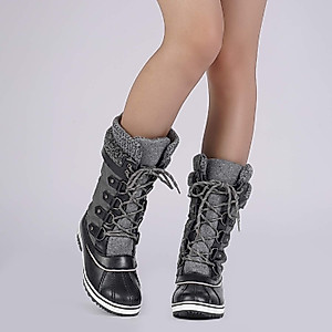 DREAM PAIRS Women's Mid-Calf Waterproof Winter Snow Boots Monte_02,Size 9,Grey,Monte_02