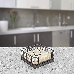 Spectrum Madison Weighted Napkin Holder (Industrial Gray) - Dispenser & Décor for Kitchen, Dining Room, Outdoor, & Bar Tabletop Storage