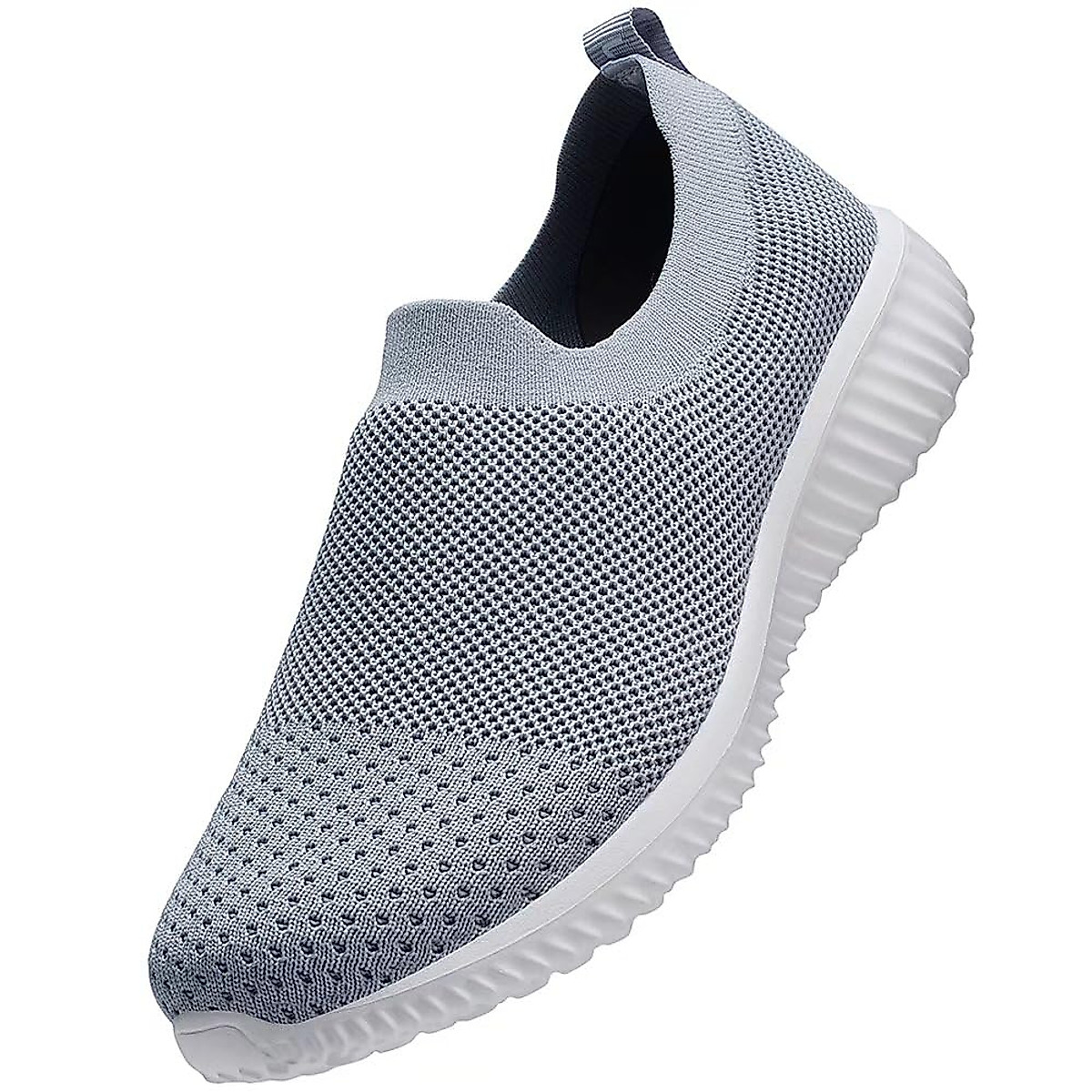 LANCROP Women's Walking Nurse Shoes - Mesh Slip on Comfortable Sneakers 7.5 US, Label 38 Grey