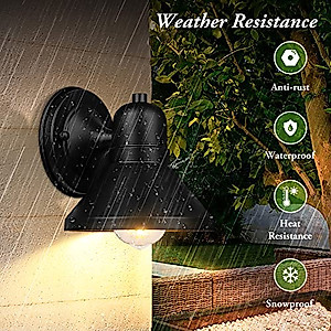 Brightever Outdoor Wall Lantern, 2-Pack Exterior Wall Light Fixtures, Waterproof Anti-Rust Black Wall Mount Lighting, Small E26 Socket Outside Lights for House, Front Porch, Playhouse, Garage