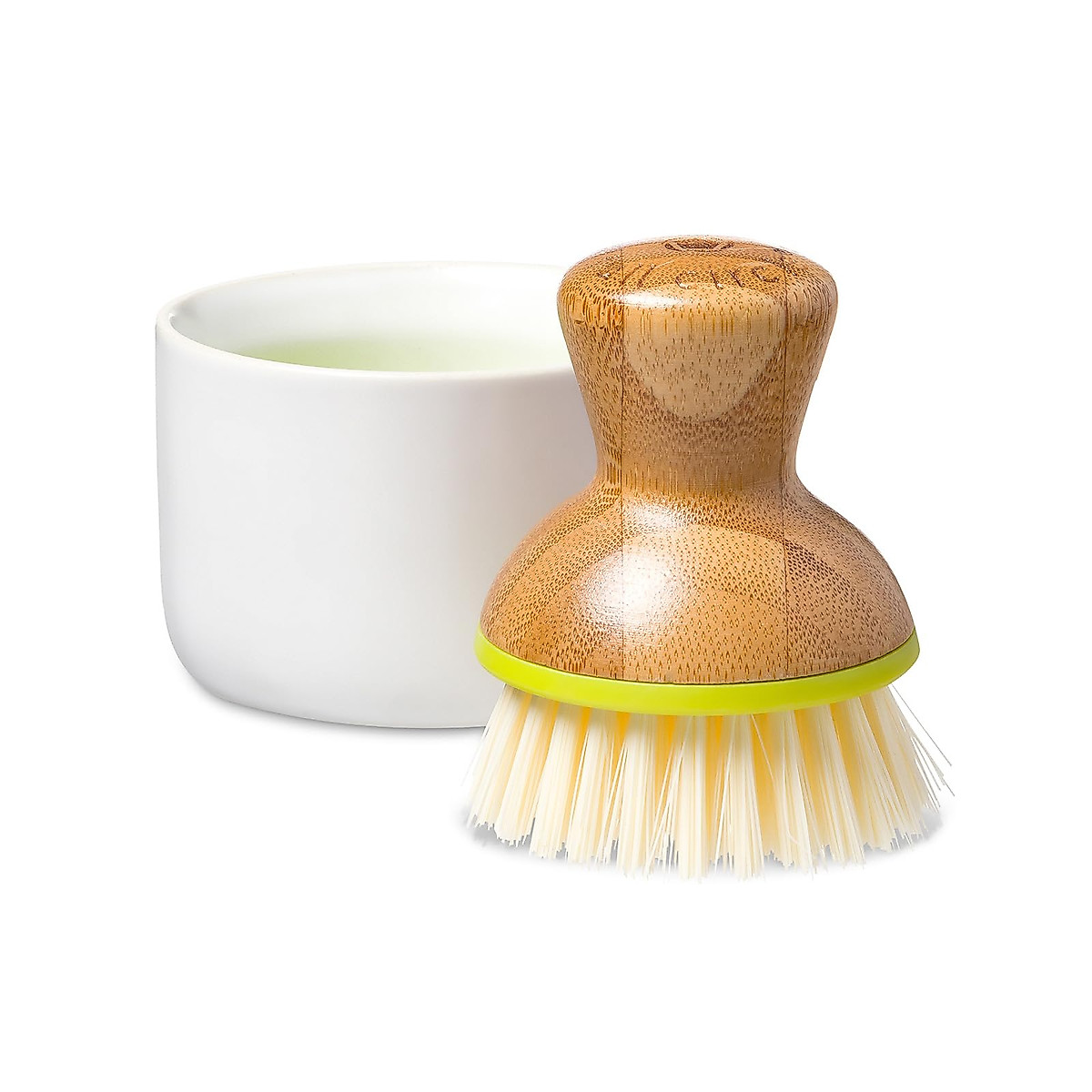 Full Circle Bubble Up Dush Brush with Bamboo Handle, Set of 3, Green