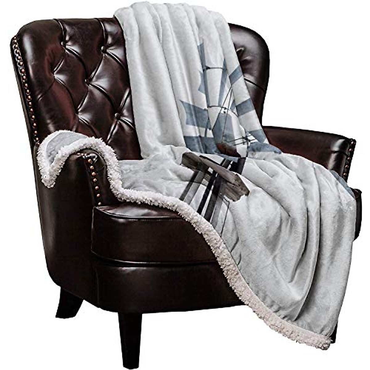 Litter Star Sherpa Fleece Throw Blanket Fluffy Fuzzy Cozy Flannel Plush Blankets Farm Windmill Reversible Soft Warm Bed Throws Farmhouse Blanket for Couch,Sofa,Travel