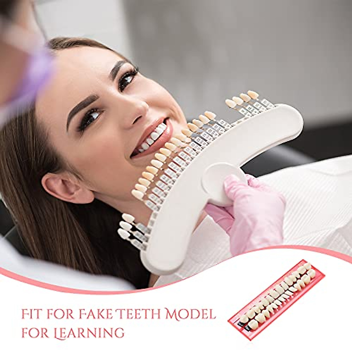 4 Sets Acrylic Resin Fake Teeth Denture Replacement Teeth False dentures Upper and Lower Synthetic Resin dentures for Halloween Party Replacement, 112 Pieces, 23 A