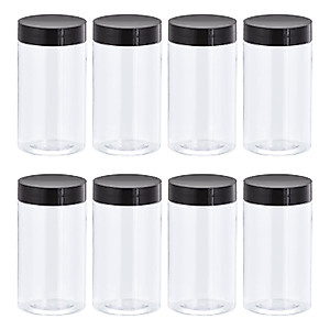 uxcell Round Plastic Jars with Black Screw Top Lid, 5oz/ 150ml Wide-mouth Clear Empty Containers for Storage, Organizing, 15Pcs