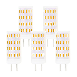 Lamsky GY6.35 LED Light Bulb Dimmable,G6.35/GY6.35 Bi-pin Base 5W,AC/DC 12V 24V Warm White 3000K,GY6.35 Base T4 JC Type 50W Halogen Replacement(5-Pack)