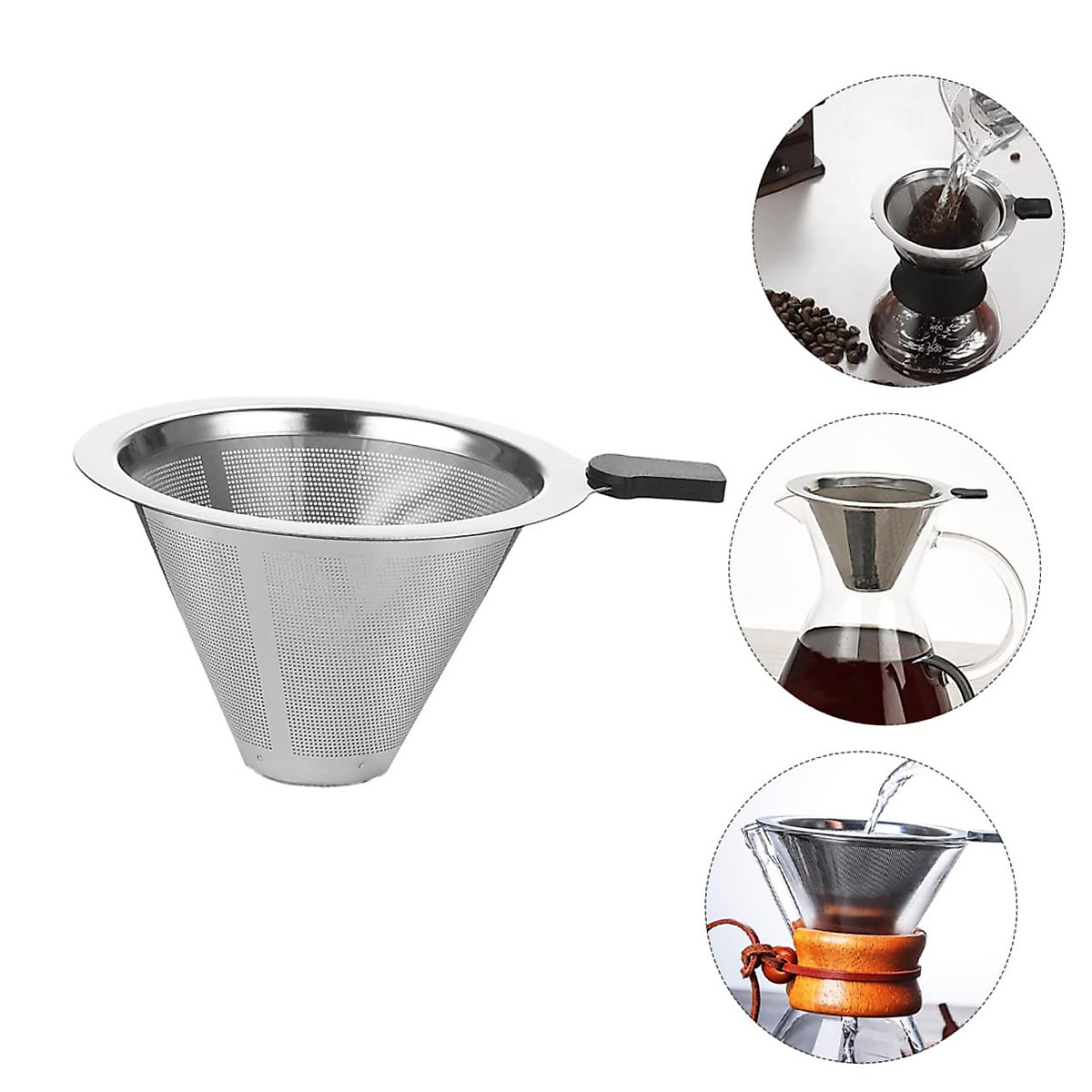 1 PC Coffee Filter Mesh Strainer Small Coffee Makers Manual Espresso Maker Stainless Drink Strainer Pour Tea Filter Reusable Residue Filter Coffee Strainer Black NAMOARLY