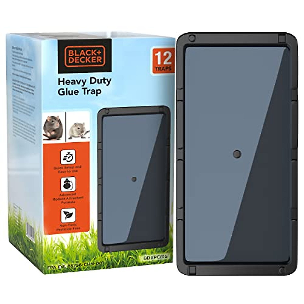 BLACK+DECKER Mouse Trap & Mouse Traps Indoor for Home- Heavy- Duty Rat Trap- Sticky Snake Trap- 12 Pre-Baited Glue Traps for Rodents, Insects, Spiders & Other Vermin