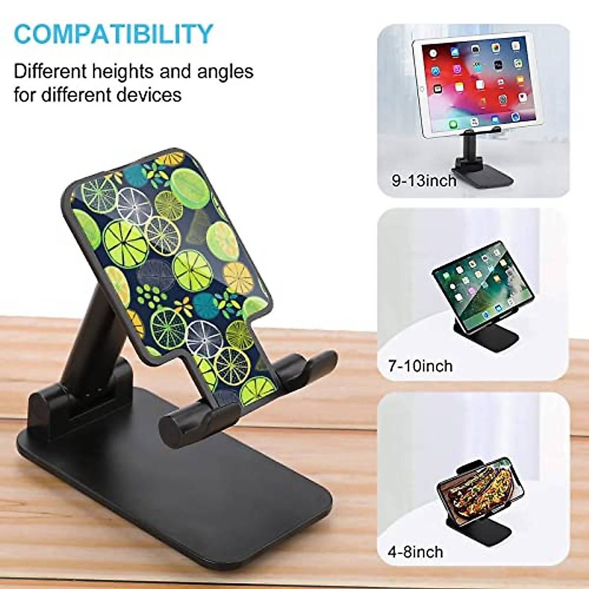 Summer Lemon Watermelon Foldable Desktop Cell Phone Holder Portable Adjustable Stand for Travel Desk Accessories