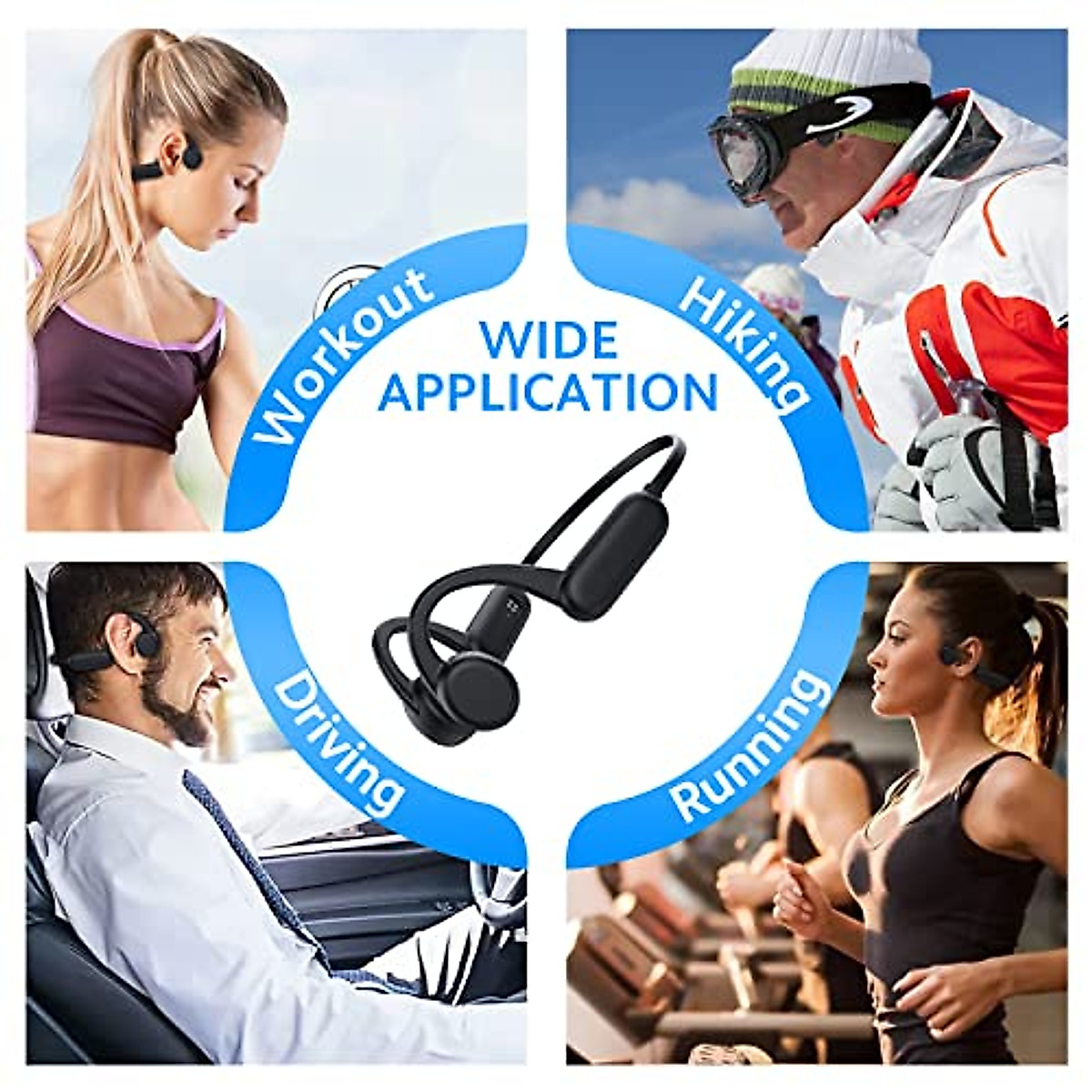 GenXenon X18 Bone Conduction Headphones with Mic, Open Ear Wireless Bluetooth Headphones, 8GB Storage Mp3 Player Workout Headset with Voice Assistant, IPX8 Waterproof Earphones for Swimming, Cycling.