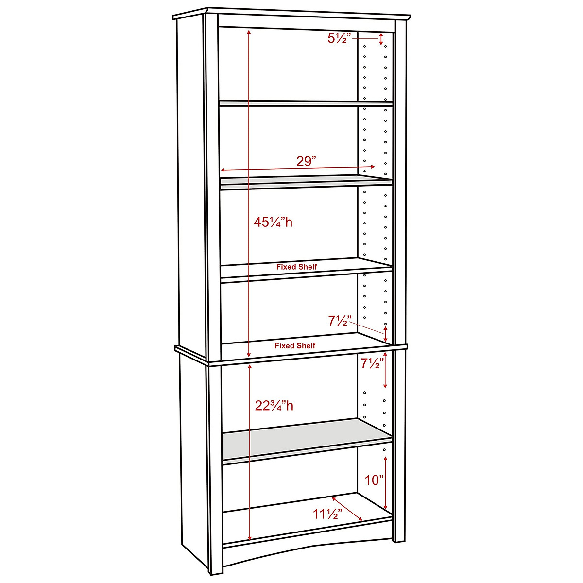 Prepac Sonoma Tall 6-Tier Bookcase 77"H with 3 Adjustable Shelves, White Storage Cabinet, Modern Display Cabinet, Bookshelf with Storage Shelves for Home Office, Living Room, Bedroom Organizer